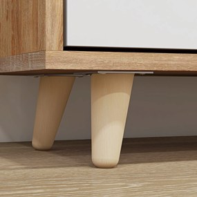 HOMCOM Botník se 3 dveřmi, regál na boty s nastavitelnou policí, 72Š x 24H x 119V cm, Přírodní a Bílý