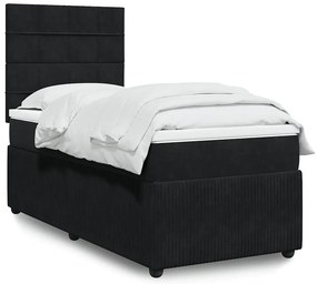Box spring postel s matrací černá 90x200 cm samet 3294540