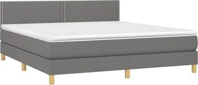 Box spring postel s matrací a LED tmavě šedá 180x200 cm textil 3133654