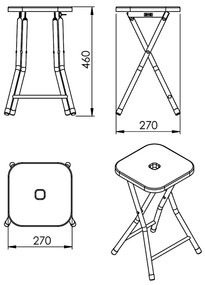 Gedy Gedy, KENTA Koupelnová židle, 27x27cm, černá/bambus, CO77