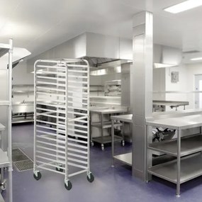 stojan na pekáče, 20patrové komerční stojany na pekařství s brzdovými kolečky