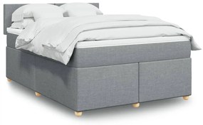 Box spring postel s matrací světle šedá 140 x 190 cm textil