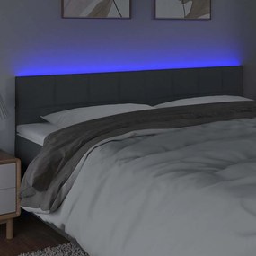 Čelo postele s LED tmavě šedé 160x5x78/88 cm textil 3121619