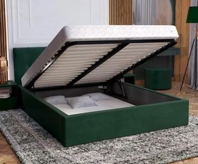 Čalouněná postel RINO 140x200 cm s kovovým roštem zelená