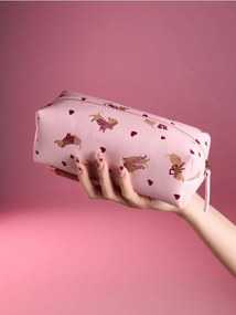 Sinsay - Kosmetická taštička s potiskem jezevčíků - pastelová růžová
