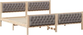 Rám postele s čelo Taupe 200 x 200 cm Masivní borové dřevo 3394271