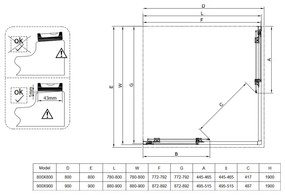 BPS-koupelny Čtvercový sprchový kout SK-NOCR  80x80 chrom/transparent - bez vaničky