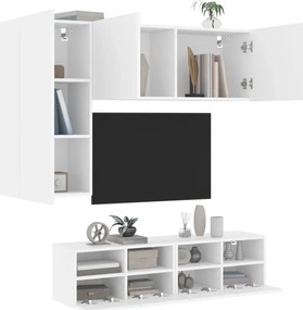 vidaXL 4dílná obývací stěna kompozitní dřevo [3216538] Barva: Bílá