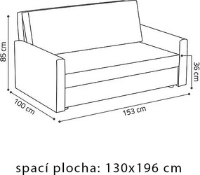Pohovka VIVA III LUX | 153 cm | rozkládací + úložný prostor | VÝBĚR TKANIN