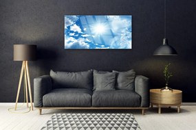 Obraz na skle Slunce Mraky Nebe Modř 125x50 cm