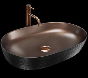 Rea Cleo, umyvadlo na desku 605x410x140 mm, měděná matná-černá, REA-U6383