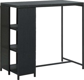vidaXL Barový stolek s úložným regálem 120x60x110 cm polyratan [313478] Barva: Černá