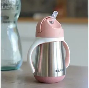Beaba Hrnek termoizolační s brčkem nerez 250ml růžová