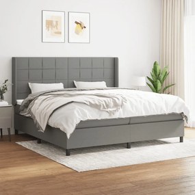 Box spring postel s matrací tmavě šedá 200x200 cm textil,  3131458