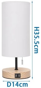 Aigostar - Stolní lampa s USB portem 1xE27/40W/230V béžová