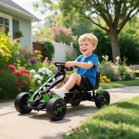 AIYAPLAY Gokart s pedály, šlapací auto pro děti s brzdou, protiskluzová kola, kovový rám, 3-6 let, zelená