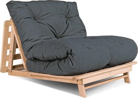 Marior Home Rozkládací futonové křeslo / pohovka Layti - 90 cm / Grafitová / Přírodní buk olejovaný