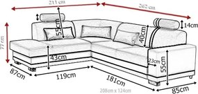 Falco Rohová sedací souprava Tira, rozkládací s úložným prostorem,  pravá, černá Inari 100