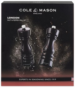 Cole&Mason Sada mlýnků na sůl a pepř London Black Gloss 18 cm