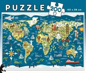 EDUCA Puzzle Mapa světa 200 / dílků / od 6 let
