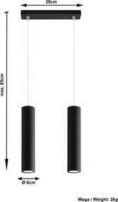 Černé kovové závěsné svítidlo Castro – Sollux