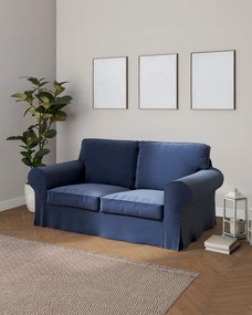 Potah na pohovku IKEA Ektorp 2-místná rozkládací NOVÝ MODEL 2012 barva tmavě modrá látka sametová