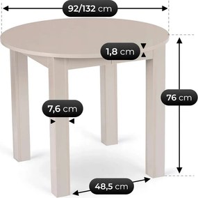 Jídelní stůl Mazake 92-132, krémová
