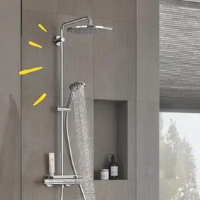 Grohe - Sprchový set 310 s termostatem na zeď a poličkou, 3 proudy, ch