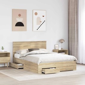 Rám postele s čelo Sonoma dub 140 x 190 cm Kompozitní dřevo 3408256