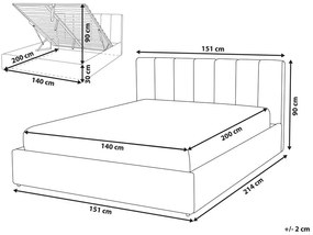 Manželská postel 140 cm DARGAN (šedá) (textil) (s roštem a úl. prostorem). 1026653