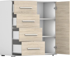 IDZ Komoda FRIDA MINI 1D4S 01, 90 cm Dub Sonoma / Bílá
