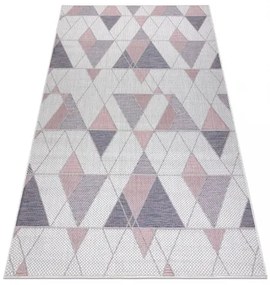Kusový koberec Sisalový SION 3006 Trojúhelníky ecru / růžový Rozměr: 160x220 cm