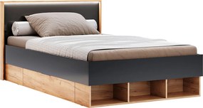 Postel Junior 1,2x2,0 s šuplíky Lava / dub kraft Luna
