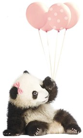 Dekornik Samolepka na zeď Panda s balonky růžová Samolepka na zeď Panda s balonky: 70 x 115 cm