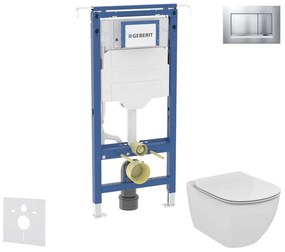 Geberit Duofix - Set předstěnové instalace, klozetu a sedátka Ideal Standard Tesi, tlačítka Sigma20, chrom mat/chrom SANI11CD2108