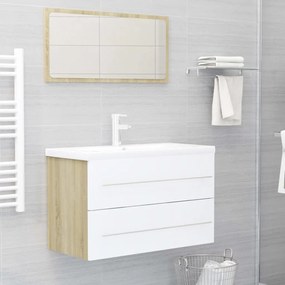 vidaXL 2dílný set koupelnového nábytku dřevotříska [804836] Barva: bílá a dub sonoma