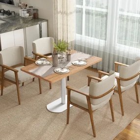 HOMCOM obdélníkový jídelní stůl pro 6 osob, 120 x 70 x 75 cm, kuchyňský stůl s podstavcem a tlustou deskou, dub bílý