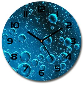 Wallmuralia Skleněné hodiny na stěnu Bubliny pod vodou fi 30 cm