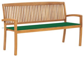 3063311 vidaXL Stohovatelná zahradní lavice s poduškou 159 cm masivní teak