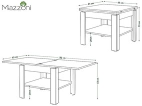 Casarredo Konferenční stolek rozkládací LEO 65x65 cm dub wotan/bílá