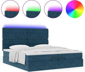 osmanská postel s matracemi a LED diodami tmavě modrá 200x200cm 3314418