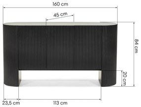 Designová komoda Sansita 160 cm mramor/černá