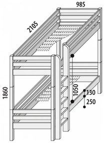 Domestav DOMINO Palanda 186 cm, buk cink, mořený