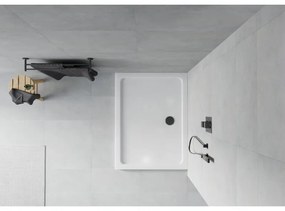Mexen Flat obdélníková vanička do sprchového koutu slim 120 x 100 cm, Bílá, sifon Černá - 40101012B
