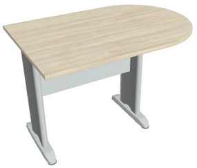 Stůl jednací oblouk 120 cm - Hobis Cross CP 1200 1 Dekor stolové desky: akát, Dekor lamino podnože: šedá, Barva nohou: Stříbrná
