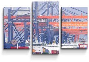 Sablio Obraz - 3-dílný Lodě v přístavu - 75x50 cm