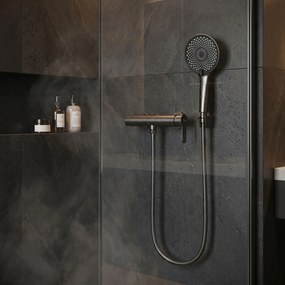 Rea Arcos, nástěnná sprchová baterie s ruční sprchovou soupravou, grafitová, REA-B6685