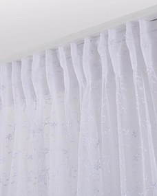 Záclona voálová jednoduchá s řasící páskou barva bílá látka poloprůhledná, pletený vzor, vzorované