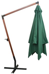 Závěsný slunečník s dřevěnou tyčí, 300x300 cm, zelená,  42967
