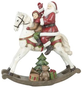 Dekorace Santa na houpacím koni – 29x10x30 cm